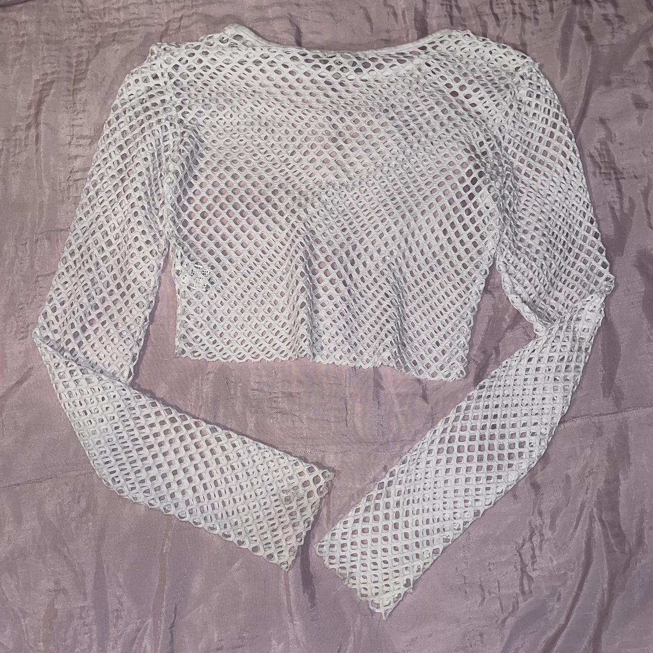 fishnet cropped long sleeve - Depop
