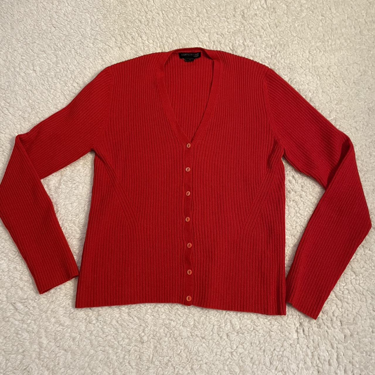 red cardigan / button up shirt normal length - Depop