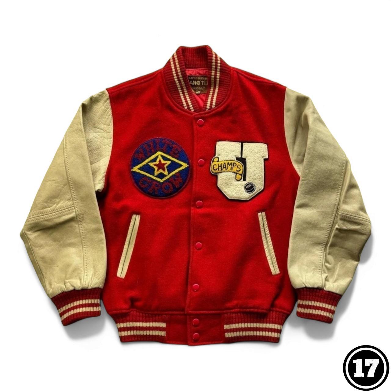 Y2k 2000s japanese Bomber varsity jacket Size... - Depop