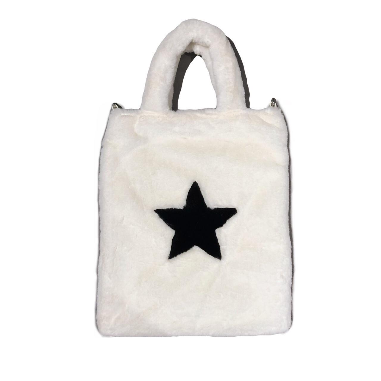 White fluffy star tote bag By a Japanese brand.... - Depop
