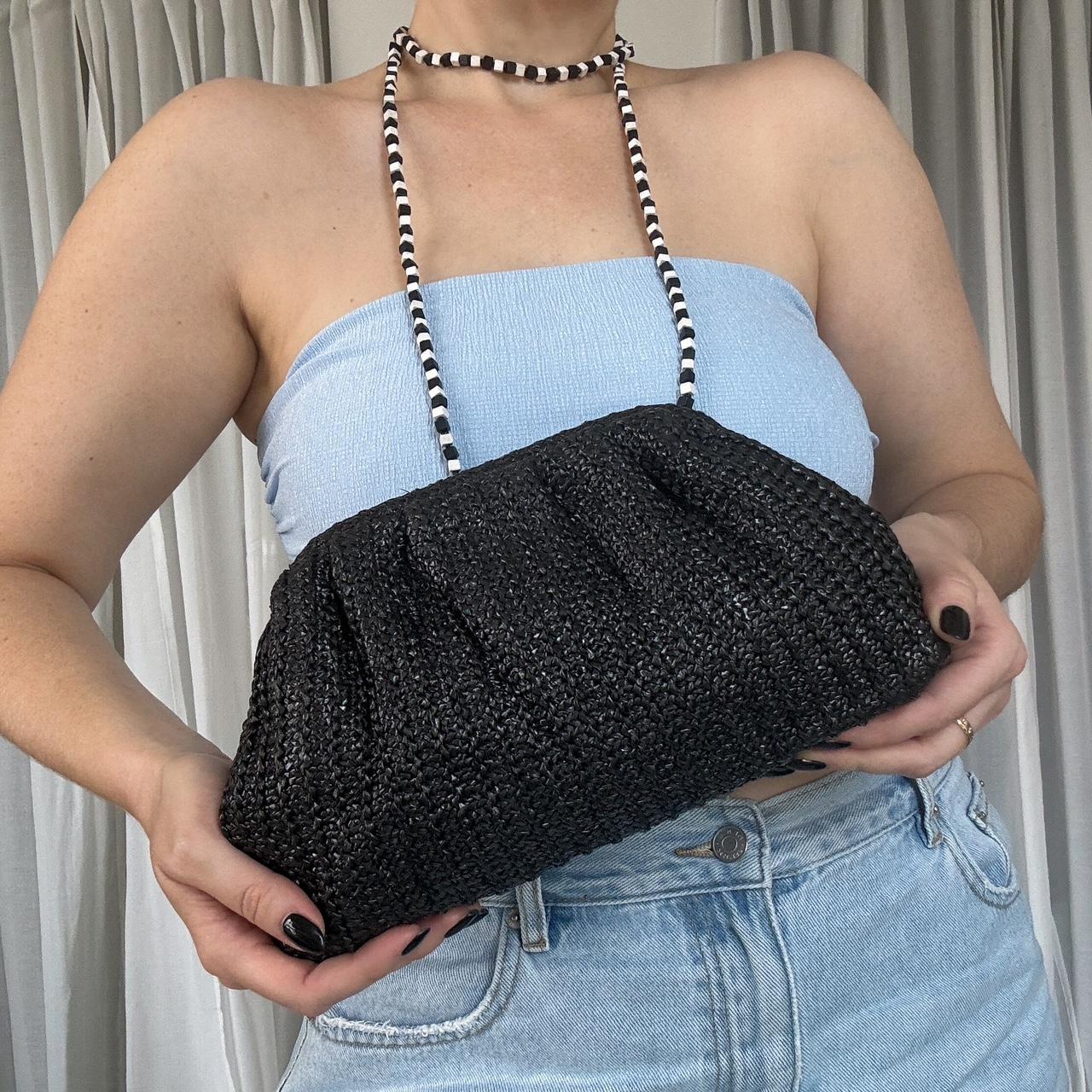 SHEIKE Raffia style frame clutch bag in black 🏷️... - Depop
