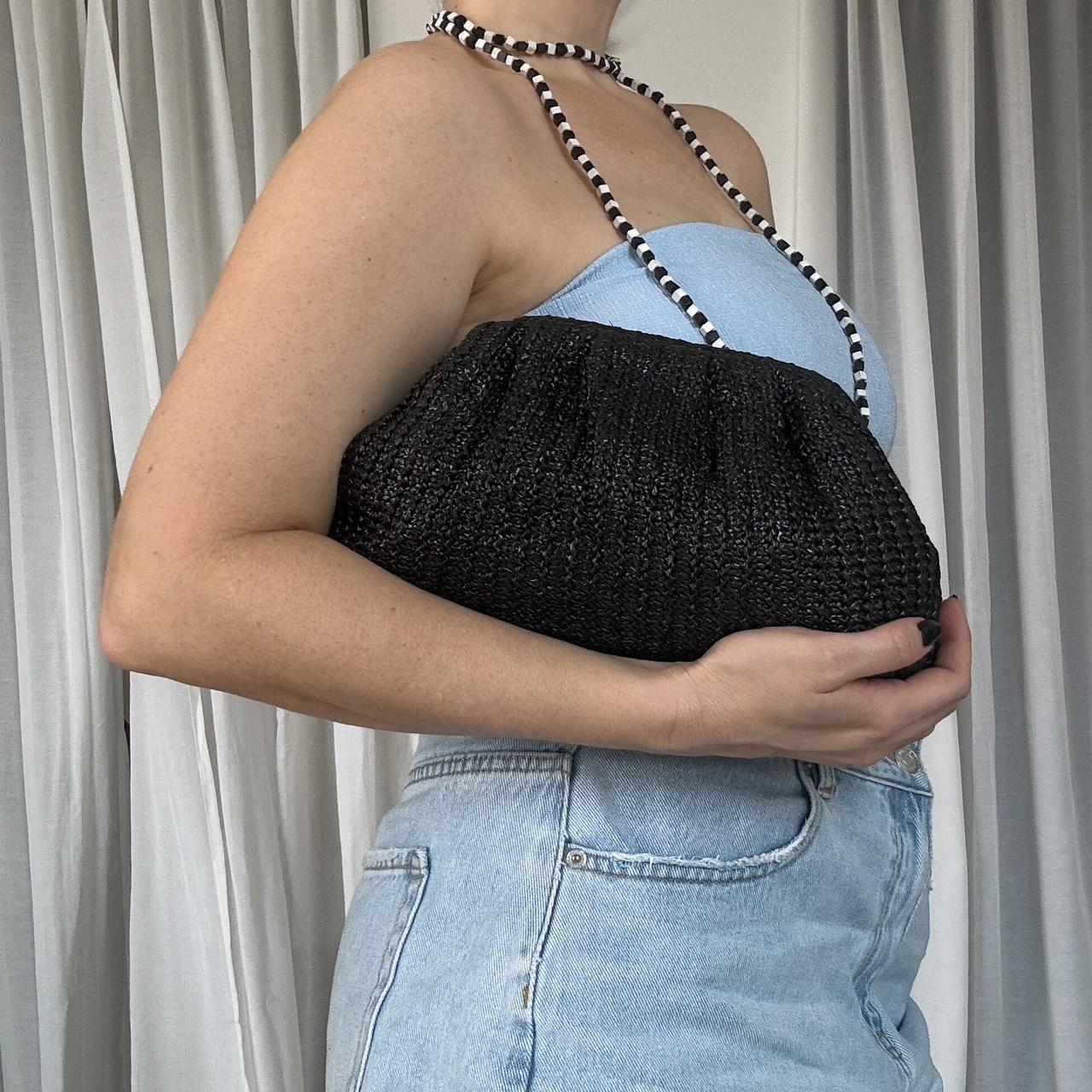 SHEIKE Raffia style frame clutch bag in black 🏷️... - Depop
