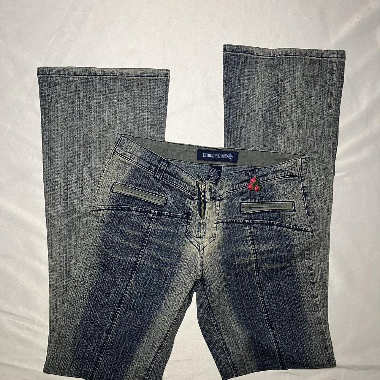 Blue asphalt 2000s low waisted flared jeans Dm for... - Depop