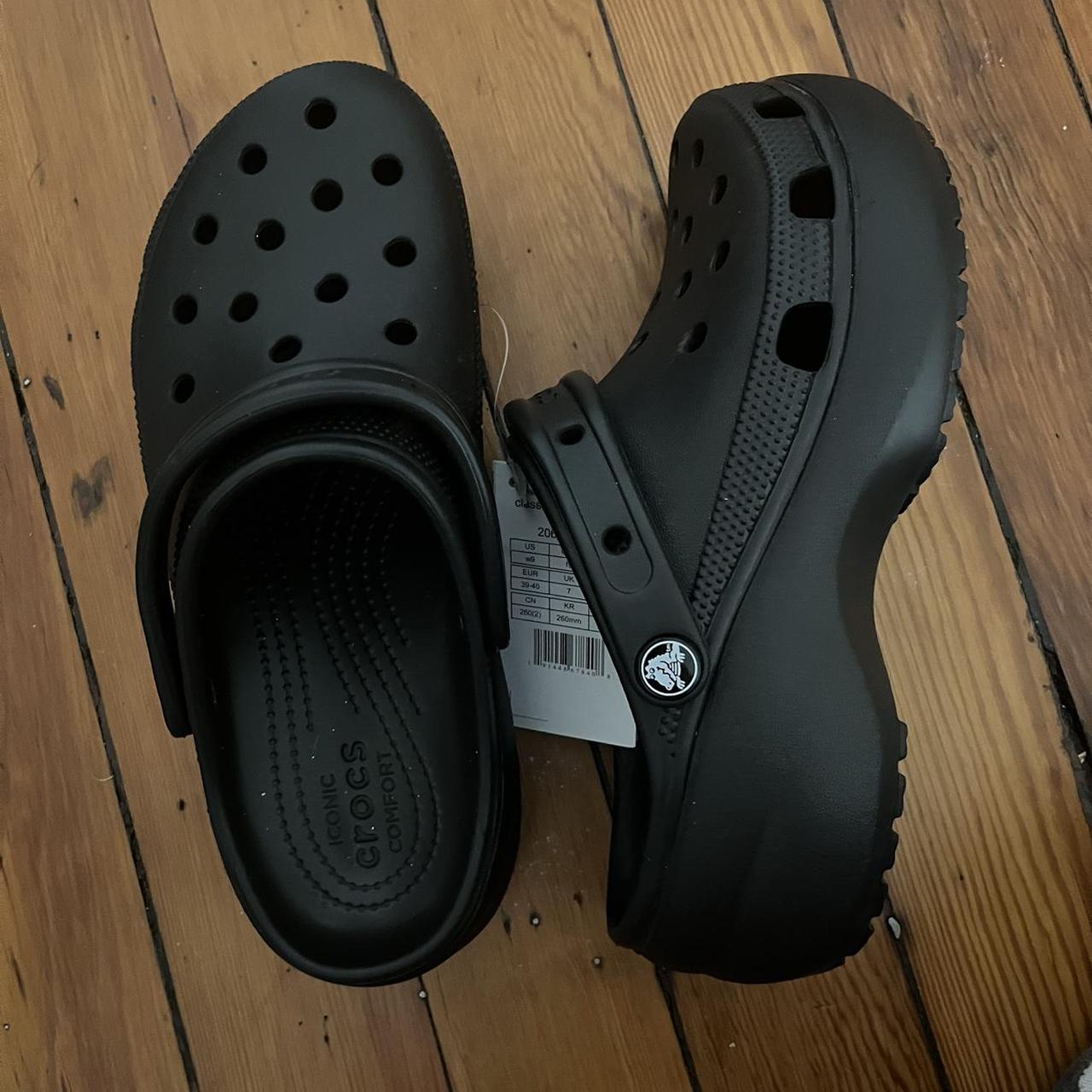 NWT black platform Crocs women’s size 9 - Depop