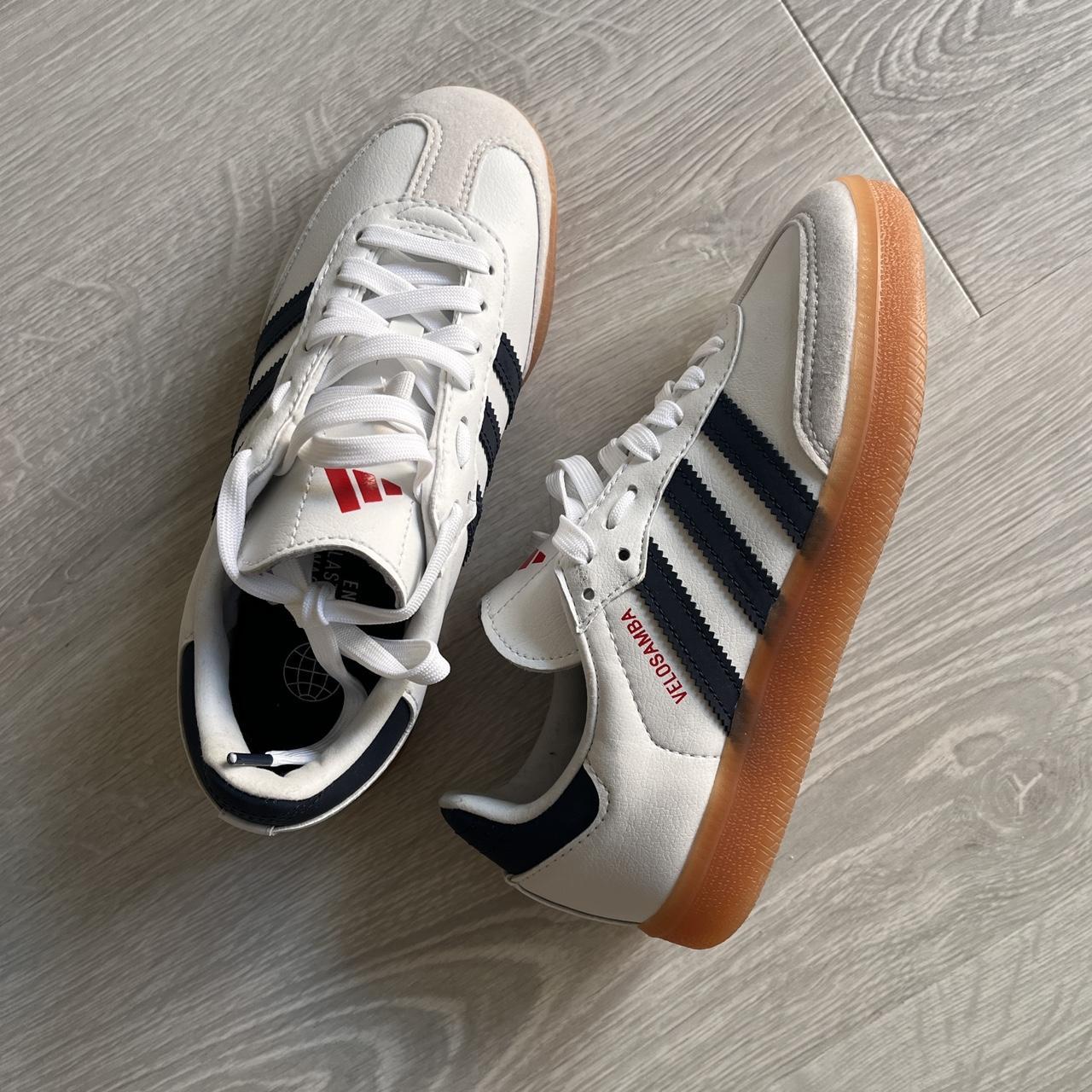 Adidas Velo Samba UK3.5 =EU36 =22.5cm White/Navy... - Depop