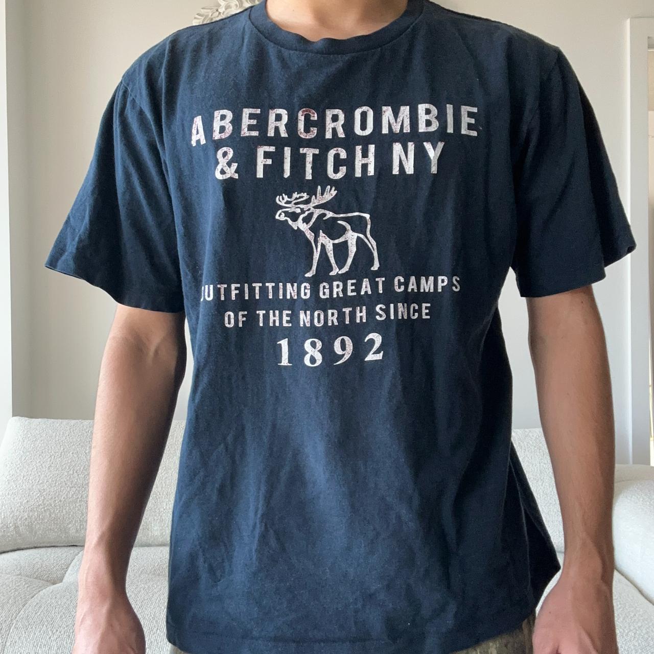 Abercrombie and Fitch graphic t-shirt with white... - Depop