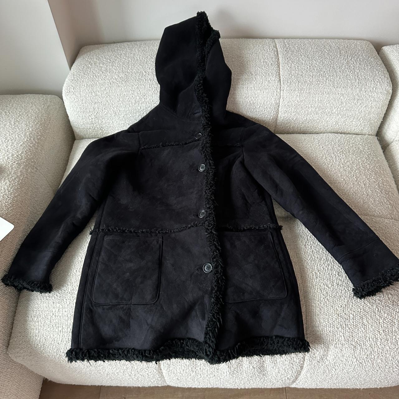 Black Penny Lane Style Coat With Fleece Lining Depop