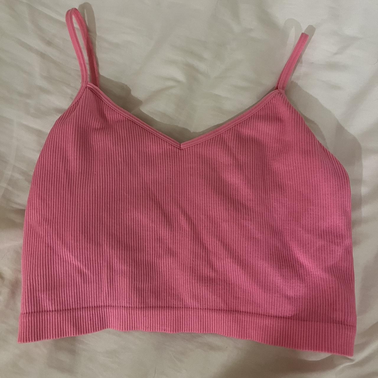 primary watermelon pink tank top built in bra with... - Depop