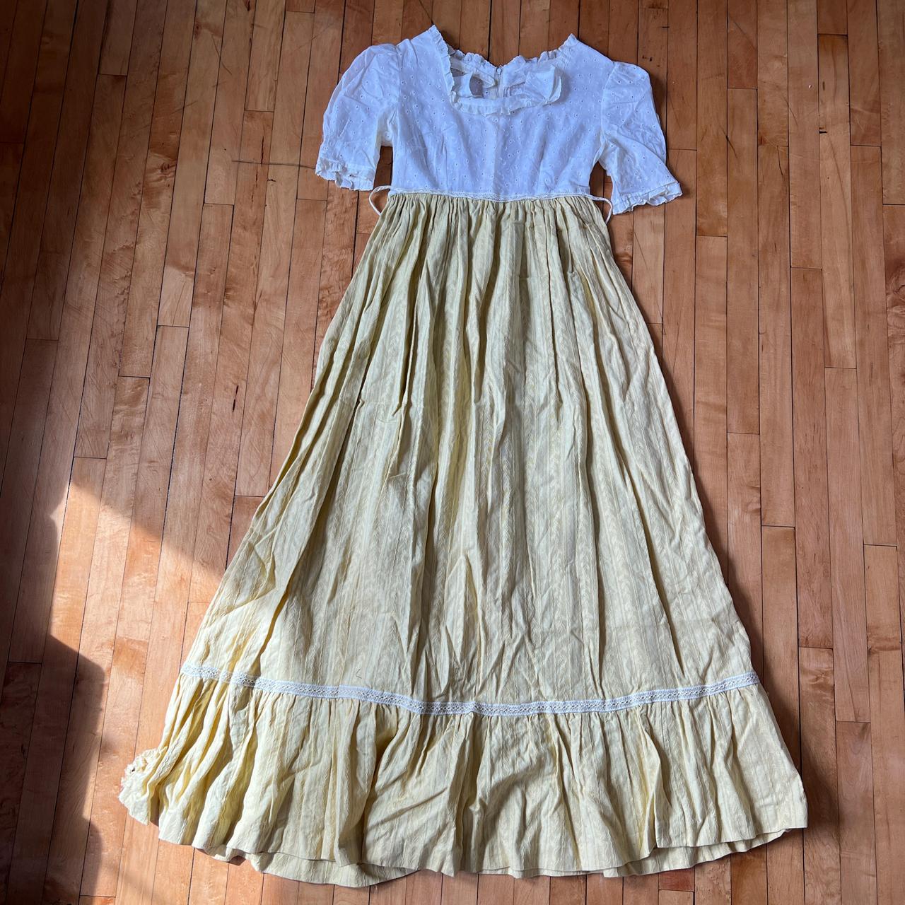vintage handmade prairie dress size 0 / XXS floor... | Depop