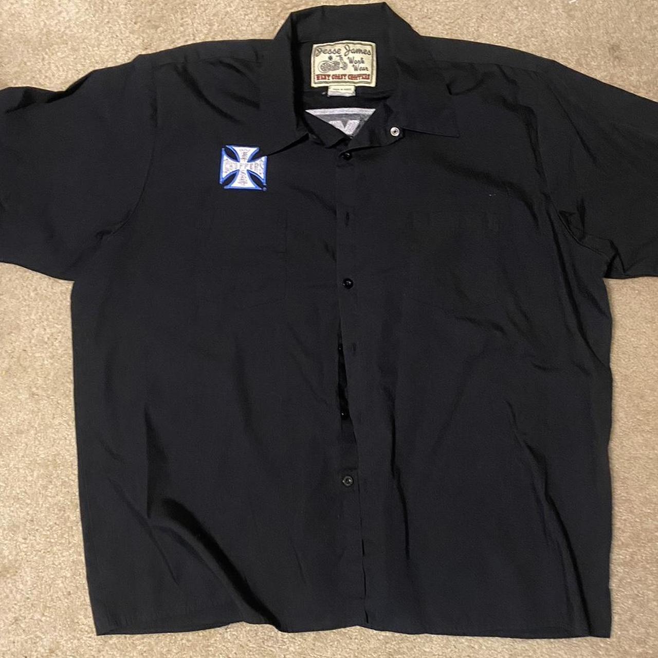 west coast choppers button up shirt emo button up... - Depop