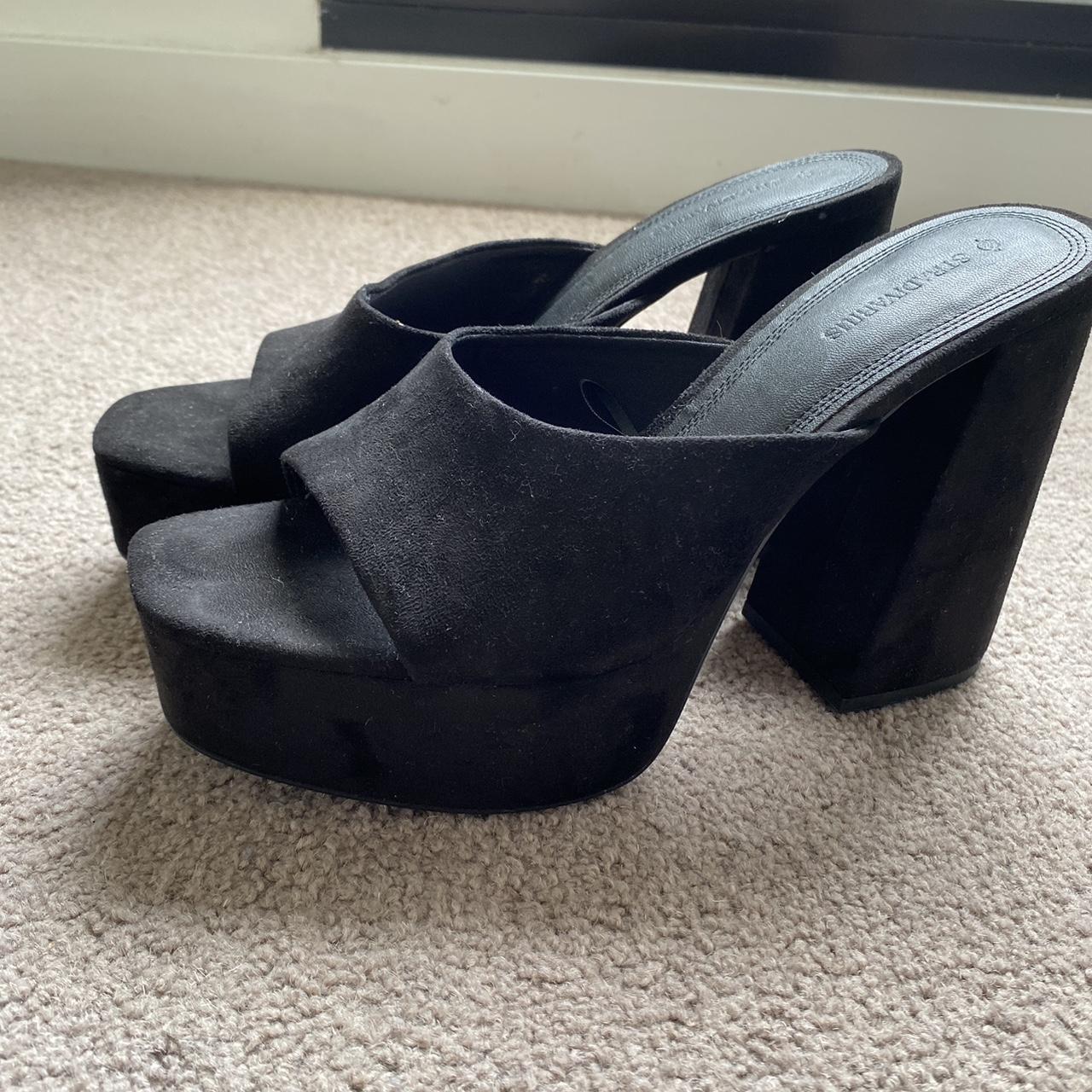 Platform suede black heels size 39 - Depop