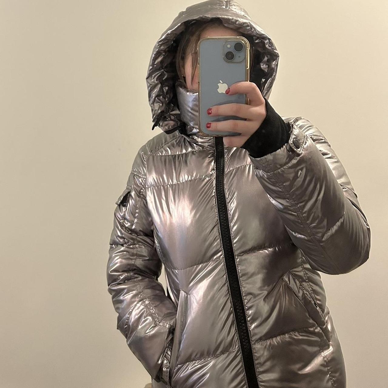 S13 Silver Metallic Puffer. Only worn once.... - Depop