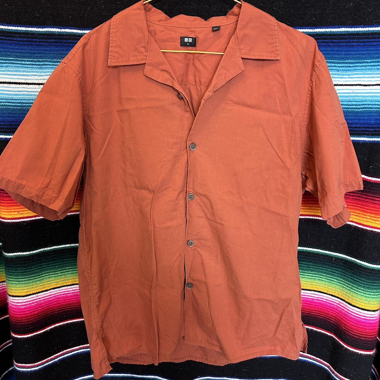 Orange button up shirt #summer - Depop