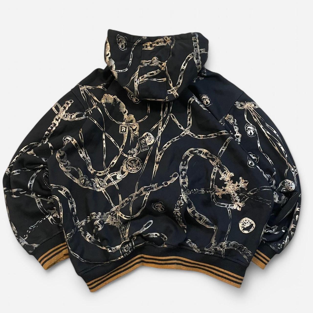 Barefox Black and Gold y2K AOP Zip Up. Adidas Jesse... | Depop