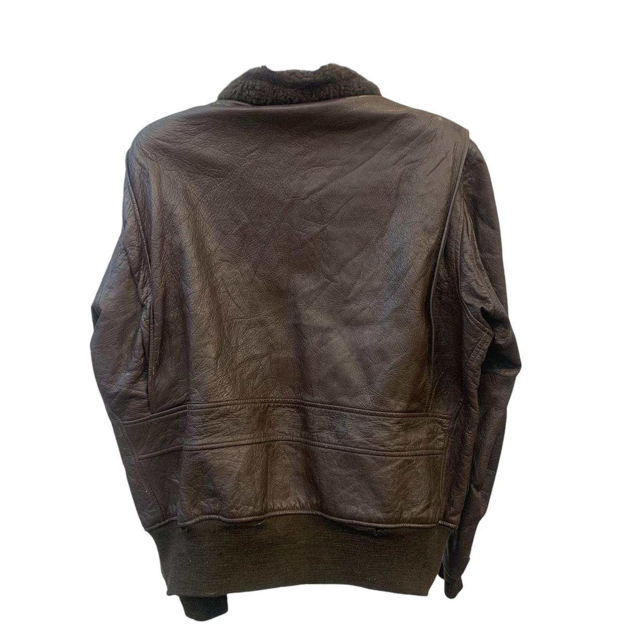 Vintage USN Leather jacket vintage 1970 brown colour... | Depop