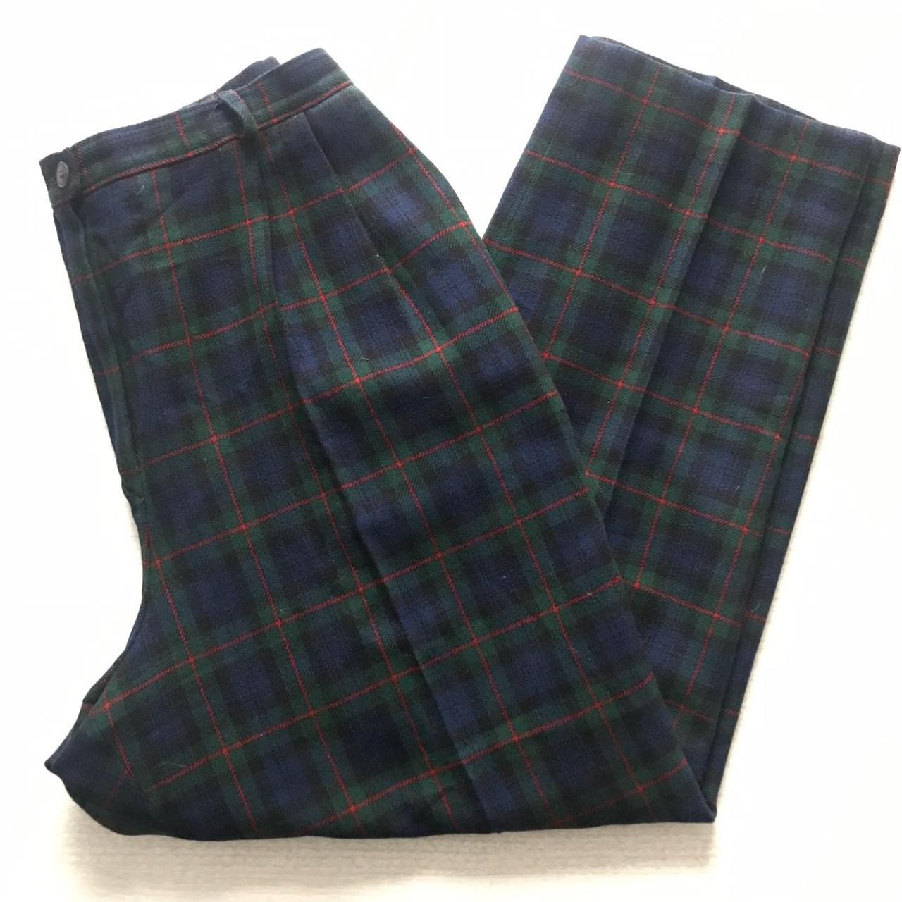 Hi-rise Pendleton plaid pants. 100% wool, lined with... - Depop