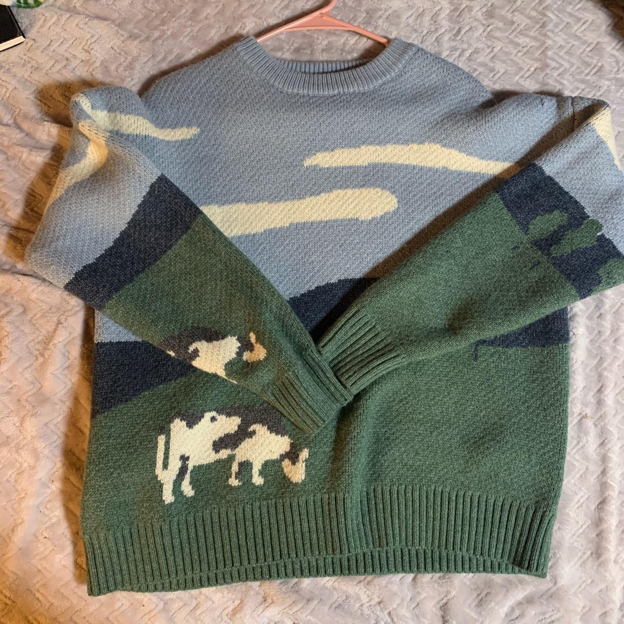 Extremely lovely and cozy hand-knit cow sweater from... - Depop