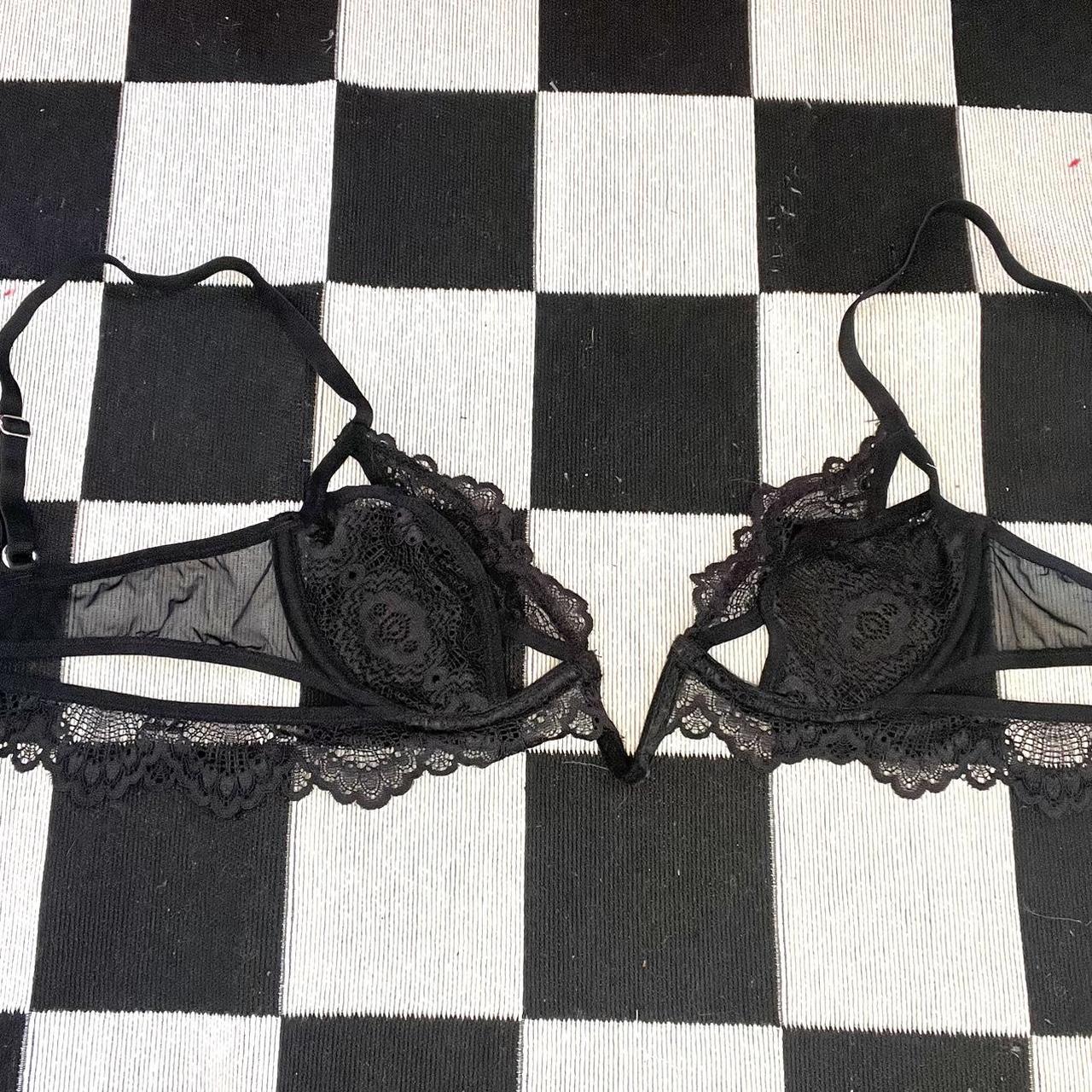 black sheer lace deep b neck bra 🦇ABOUT THE ITEM🔮... - Depop