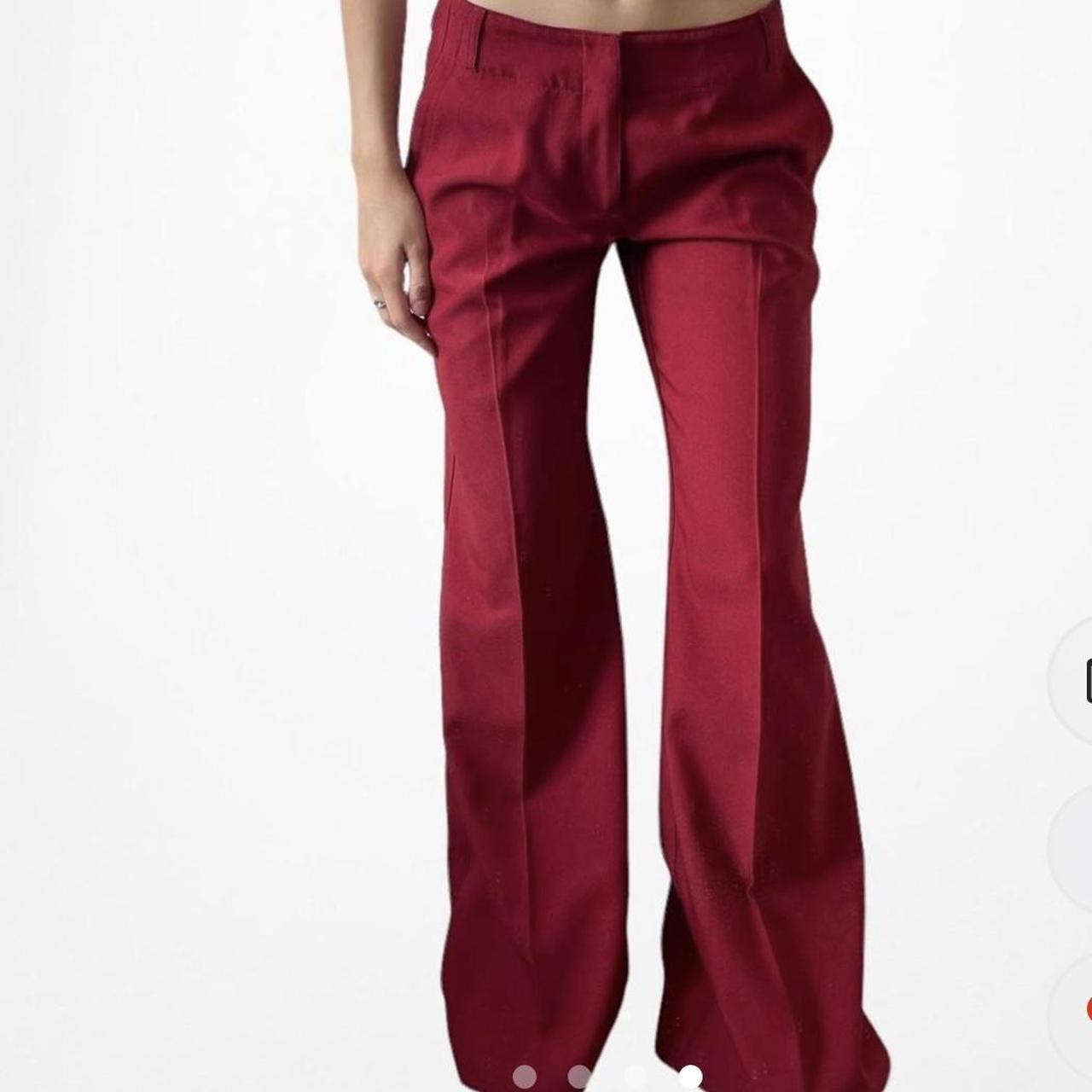Miss sixty low rise wide leg burgundy red pants in a... - Depop