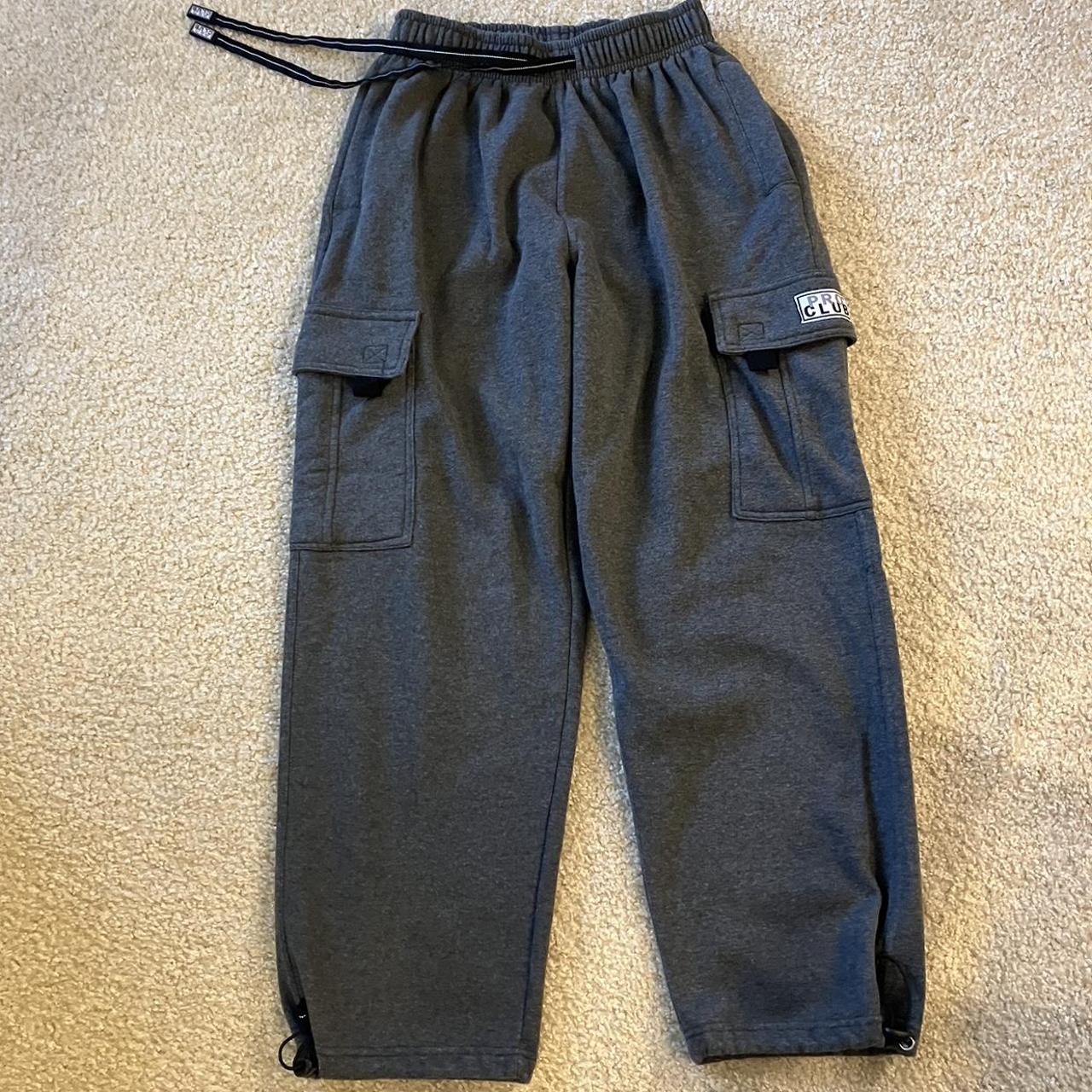 PRO CLUB Heavy Weight Fleece Cargo Sweatpants. Gray... - Depop
