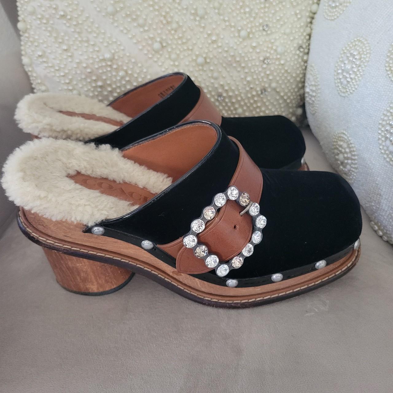 COACH runway Black velvet Clogs Great condition. - Depop