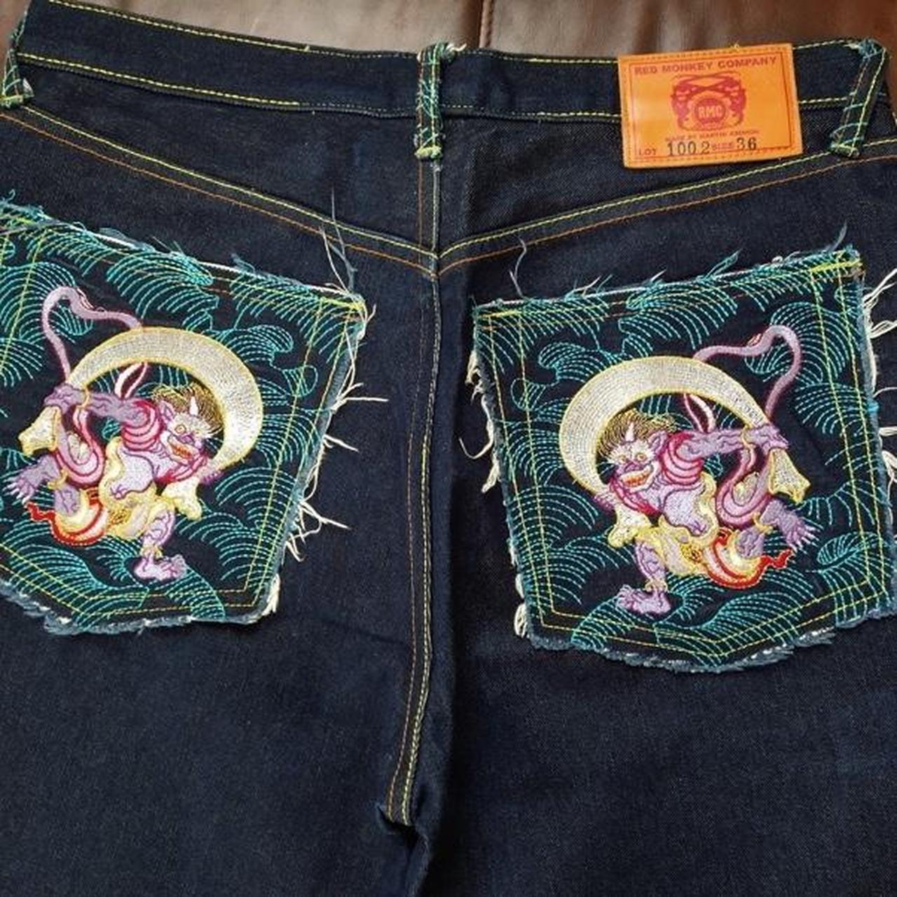 RMC jeans with embroidered back pocket #denim #evisu... - Depop