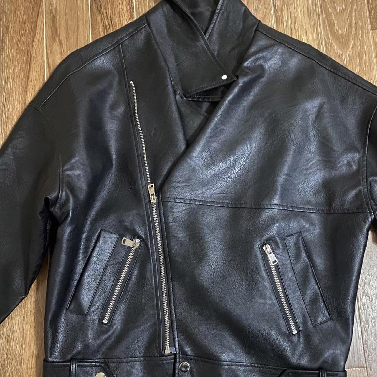 Black vintage leather jacket with a grunge vibe... - Depop