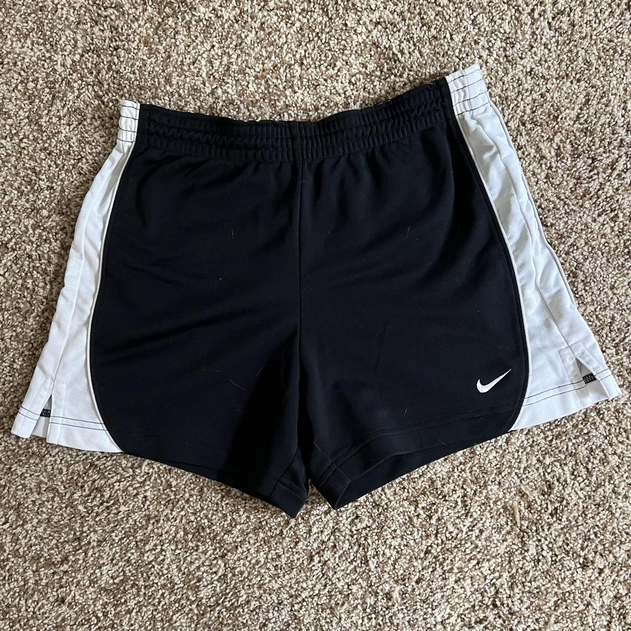 black and white nike shorts. not too short. great... - Depop