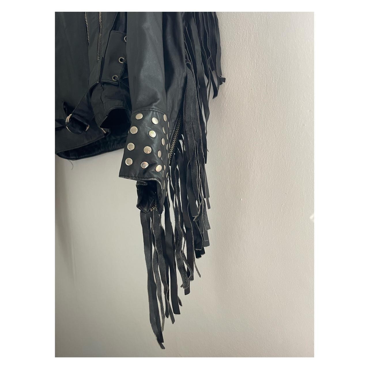VINTAGE LEATHER FRINGE TASSEL JACKET Vintage black... - Depop