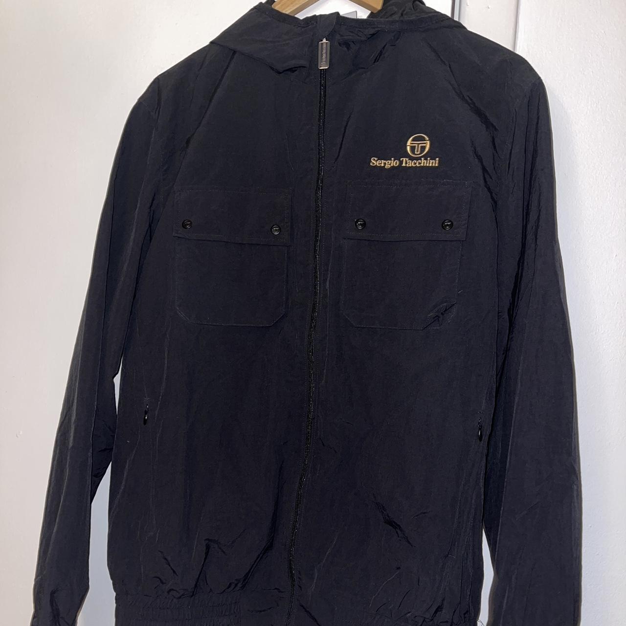 Sergio Tacchini lightweight cargo jacket Black Size... - Depop
