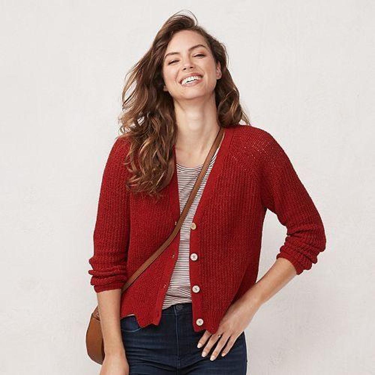 LC Lauren Conrad Red Button Front Sweater. It’s sold... - Depop