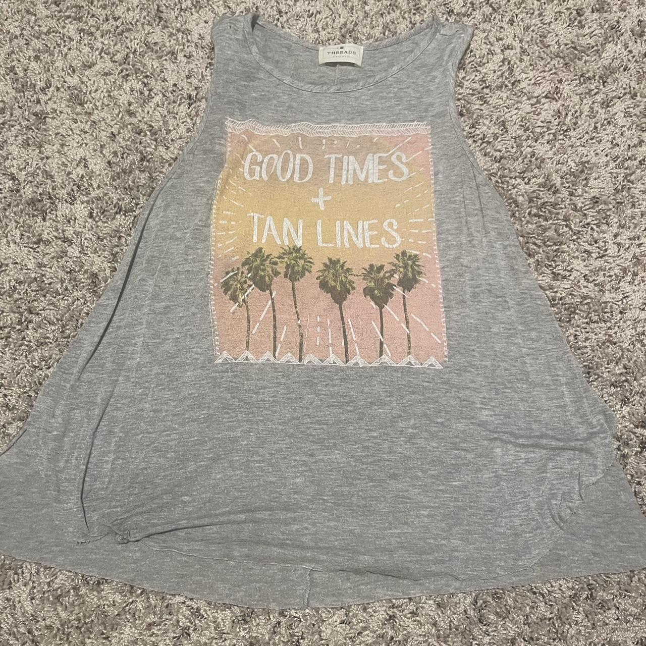 “Good times+tan lines” tank top. Worn as a cover up... - Depop