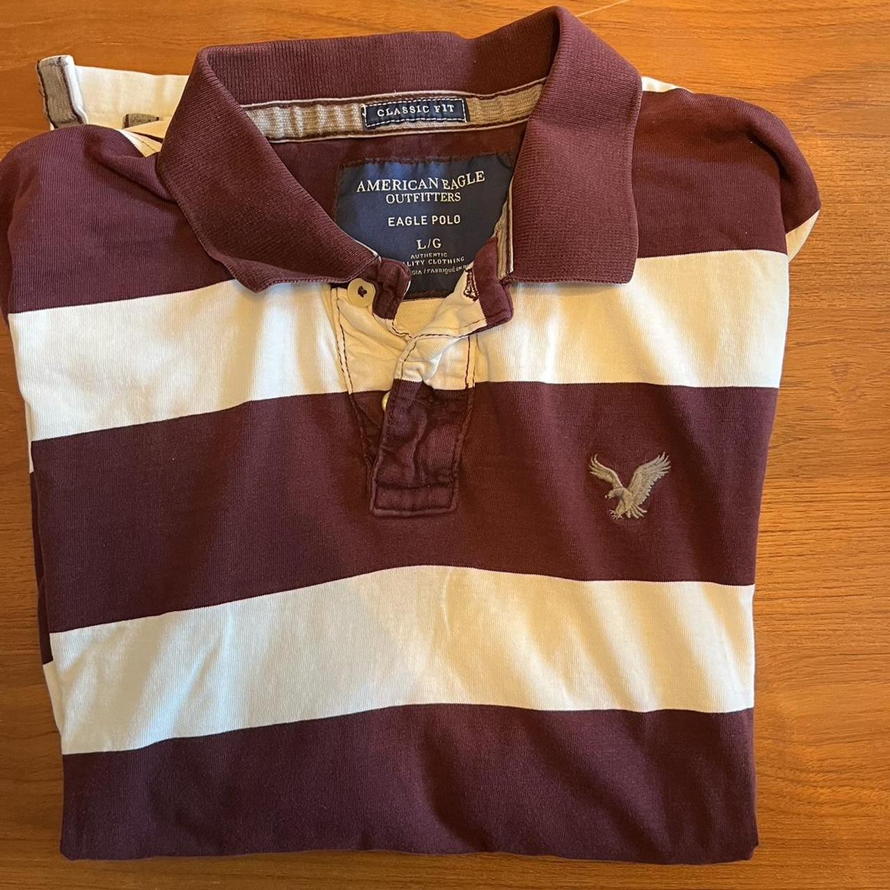 Striped American Eagle rugby shirt. Size large. - Depop