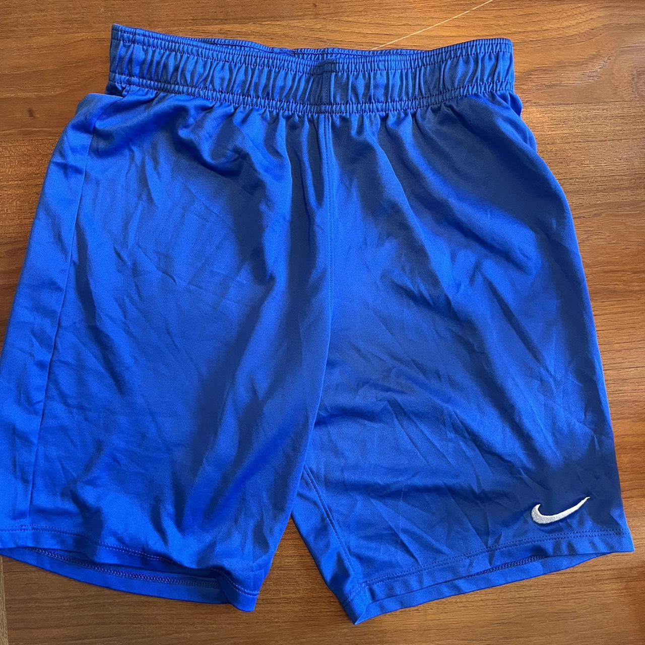 Blue Nike dri fit soccer shorts. Size small. - Depop