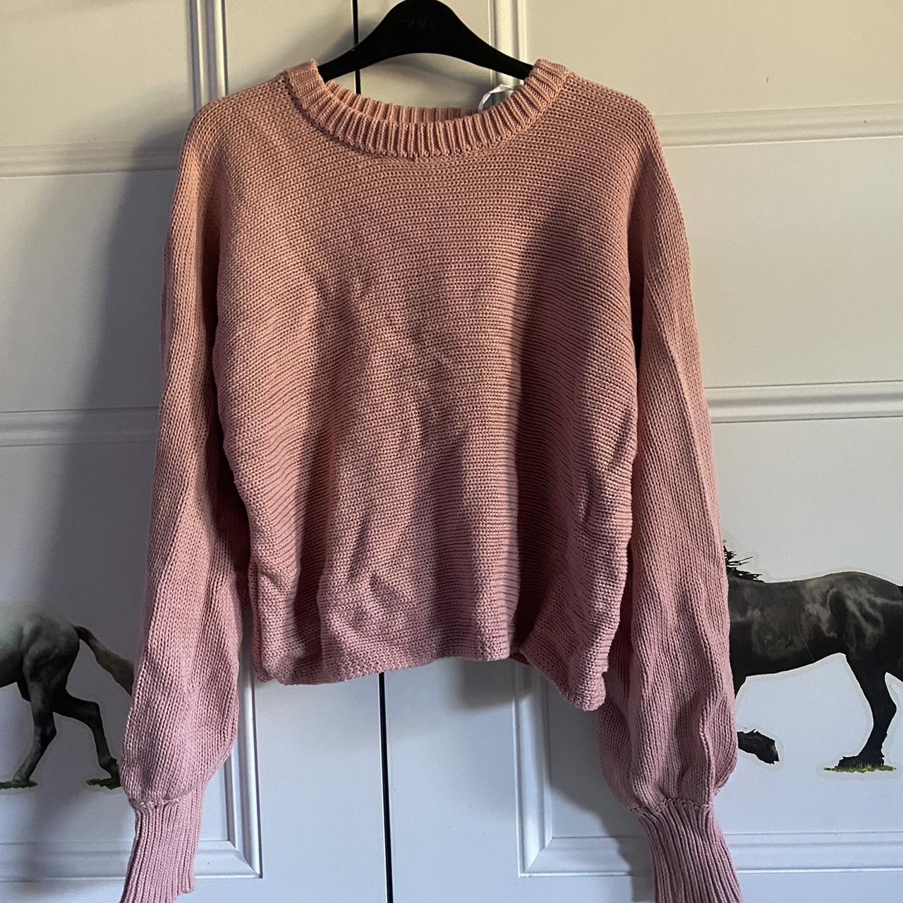 Ghanda Pink Knit Sweater With Bell Sleeves - Size L - Depop