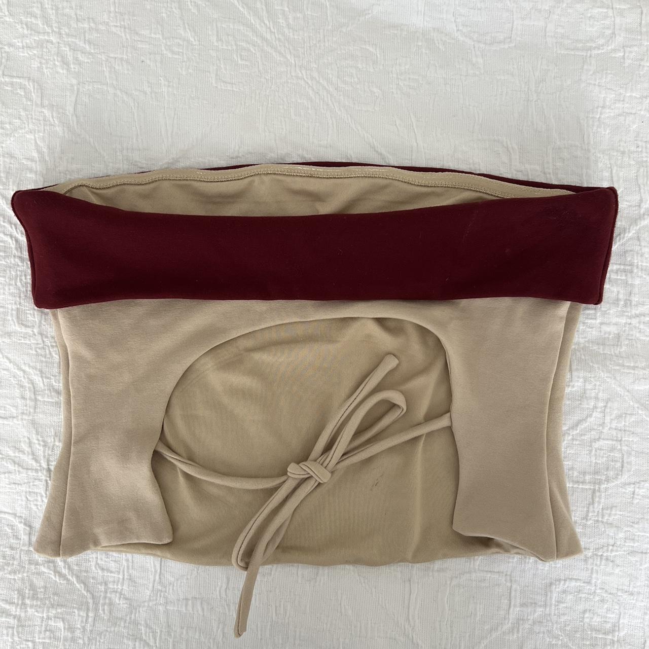 strapless cream & maroon party top tiger mist size... - Depop
