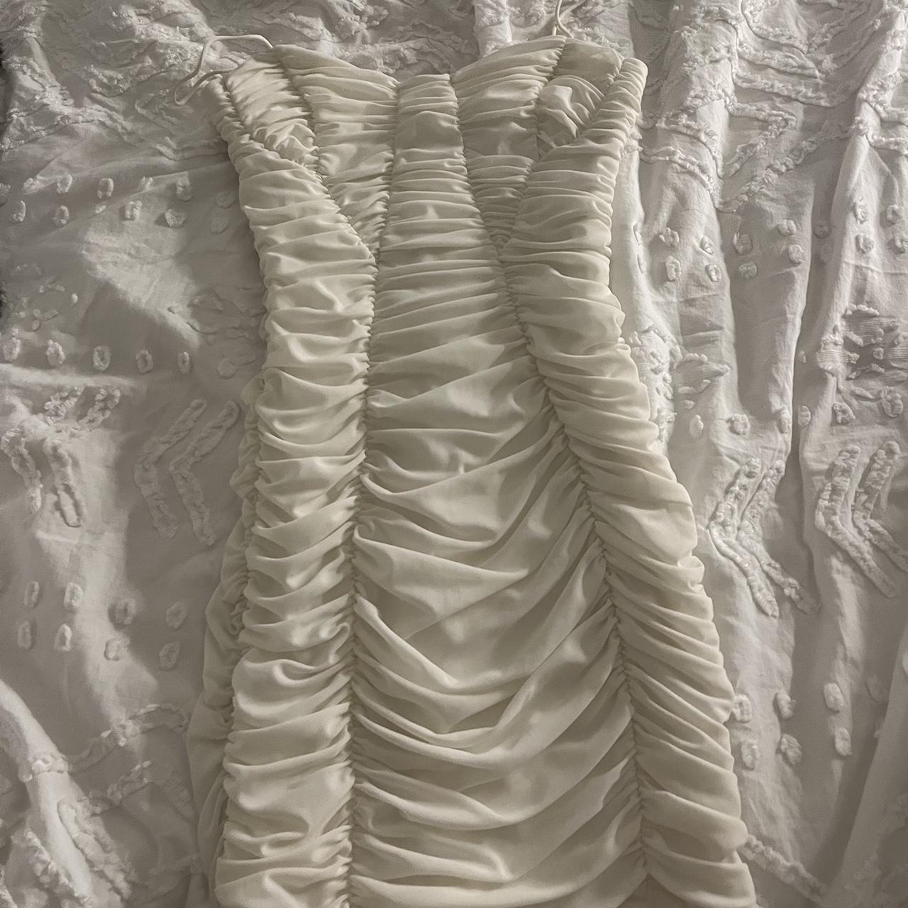 ruched white dress from paper kites, material is... - Depop