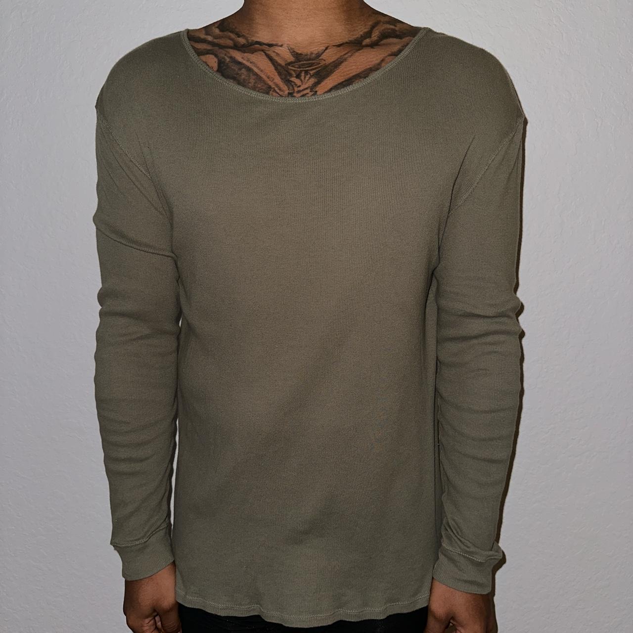 Balmain X H&M Olive Green Long Sleeve T-Shirt Light... - Depop