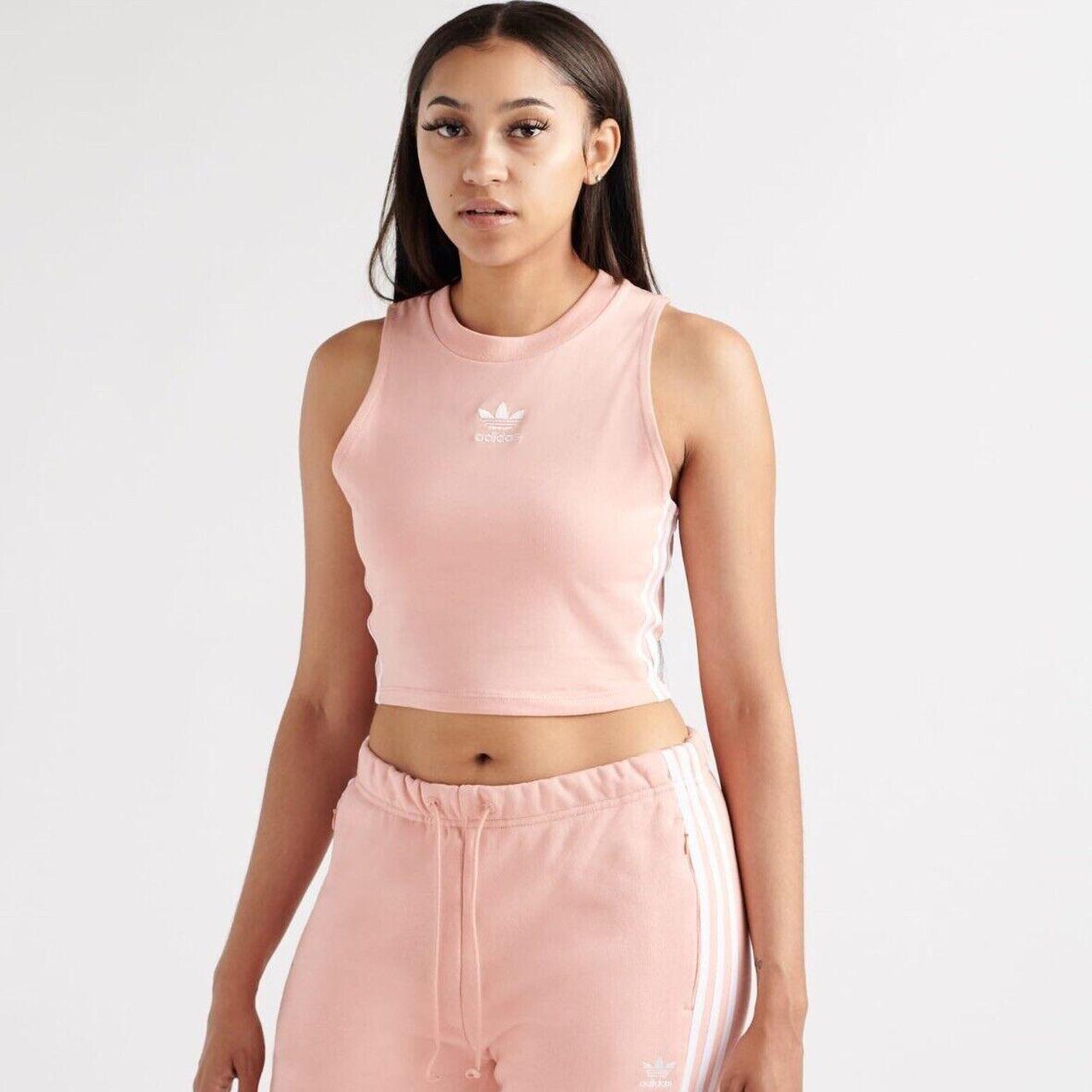 Adidas Originals Halter Crop top Pink Size: M... - Depop
