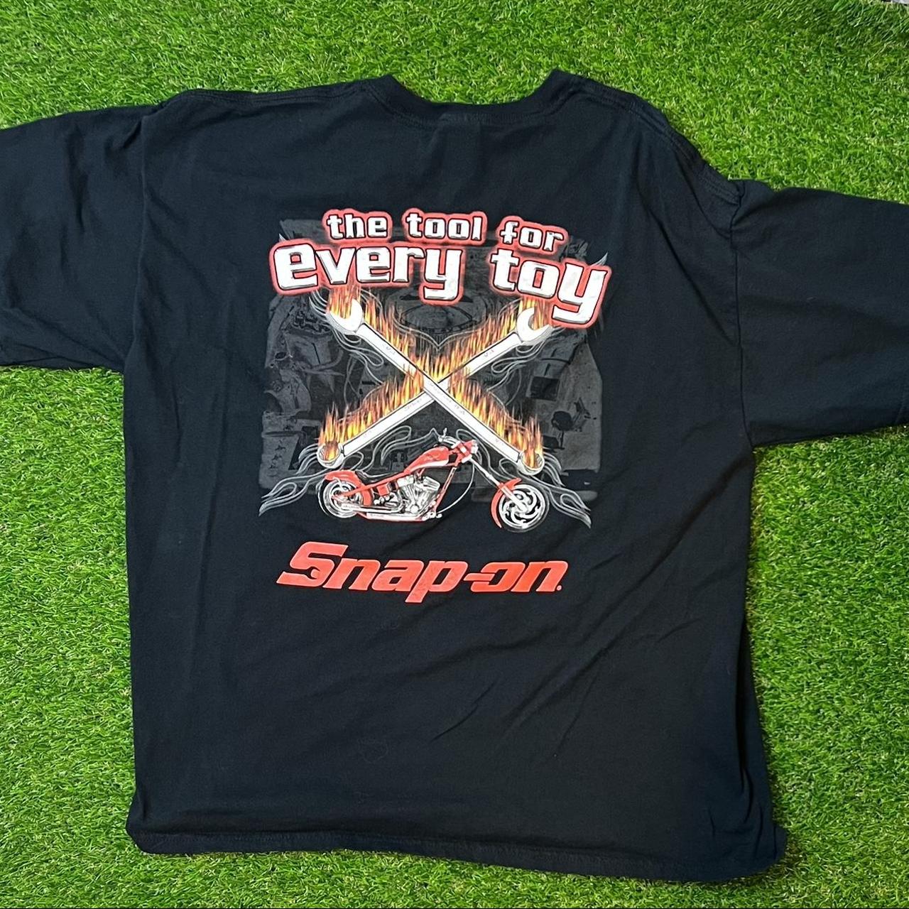 VINTAGE Snap-On shirt with Harley Davidson esque... - Depop