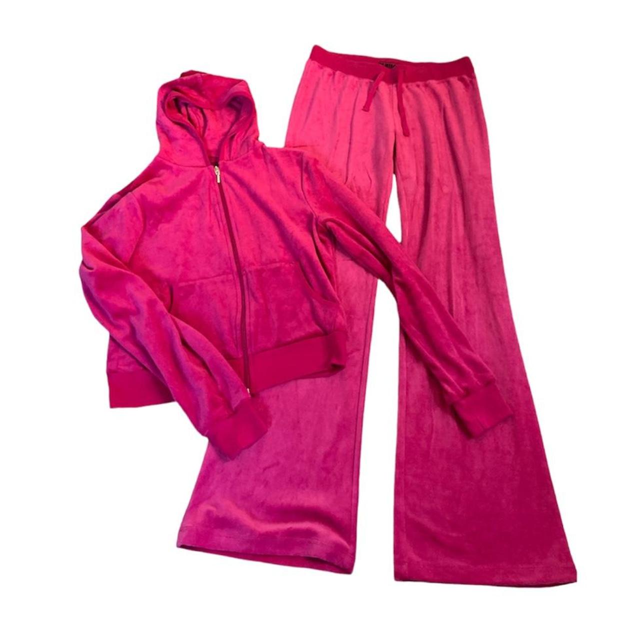 Vintage 00s hot pink velour/velvet tracksuit Brand... - Depop