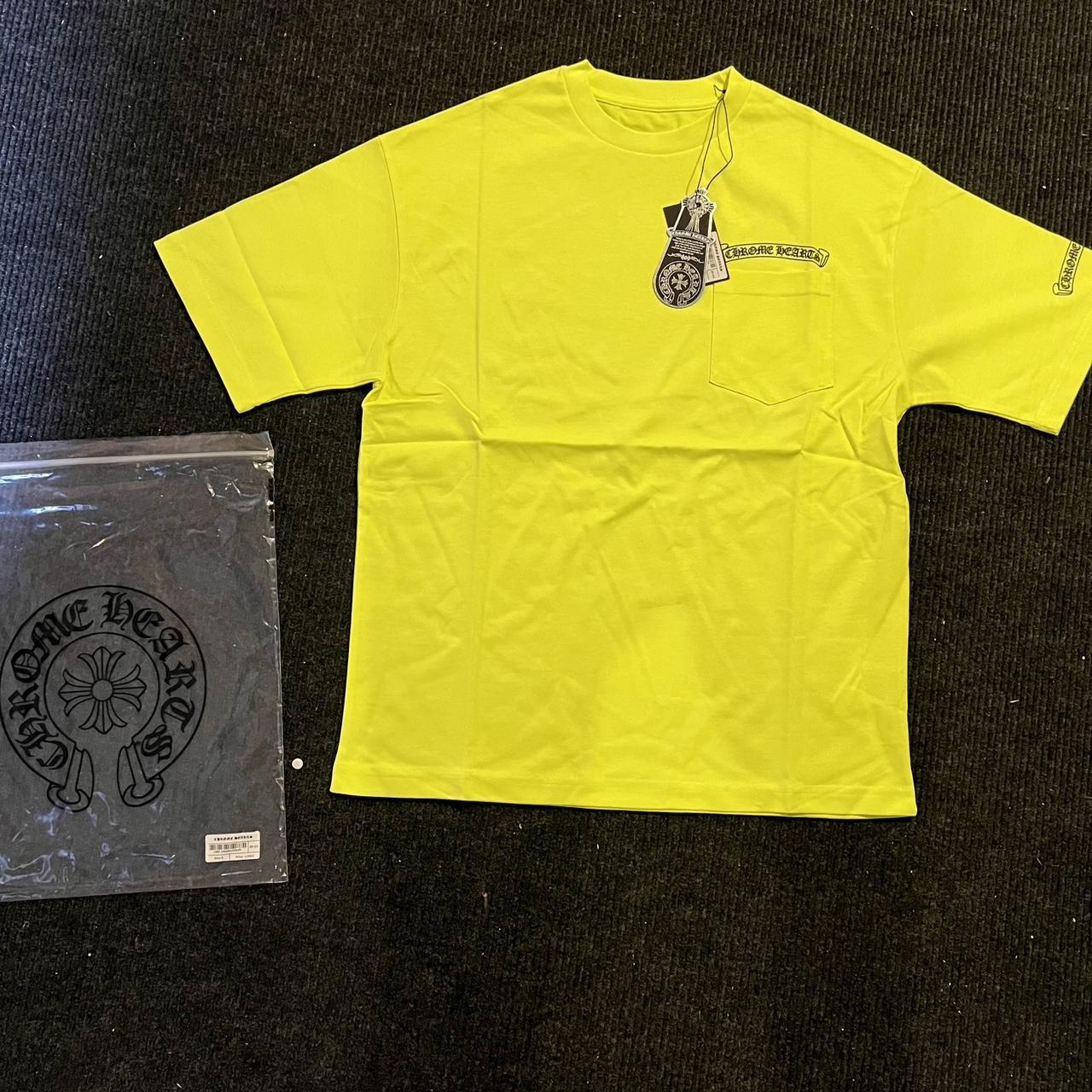 Chrome Hearts Neon Yellow Logo Tee (Size Small) -... | Depop