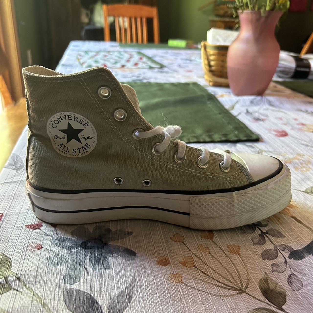 hardly worn sage green platform converse women’s 7.5 - Depop