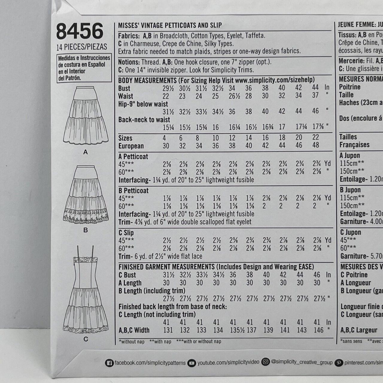 Simplicity Pattern 8456 R5 Size 14/16/18/20/22... - Depop