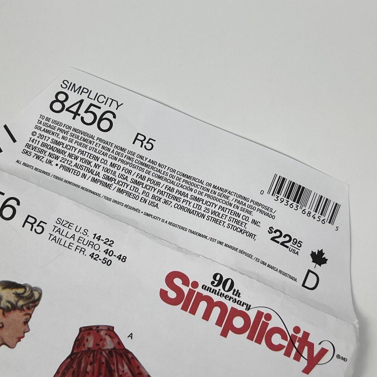 Simplicity Pattern 8456 R5 Size 14/16/18/20/22... - Depop