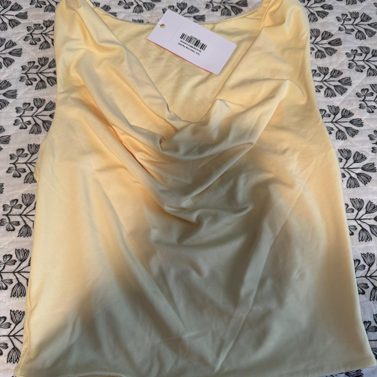Yellow drop neck top. - Depop