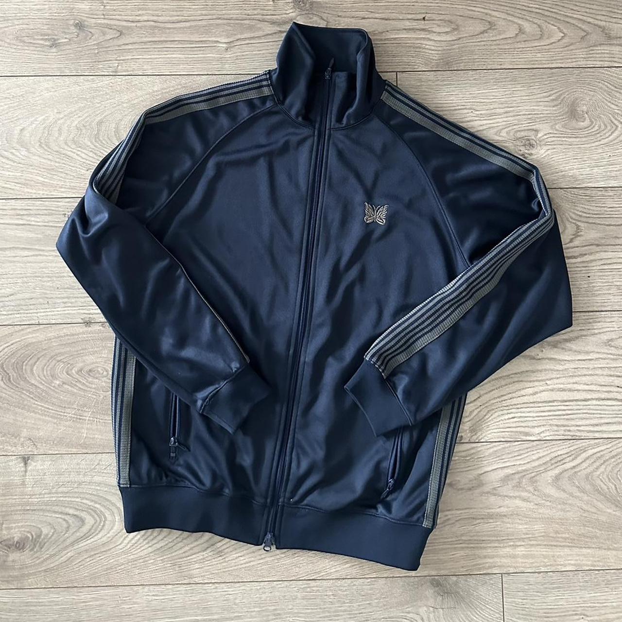 Needles track jacket navy grey size L - Depop