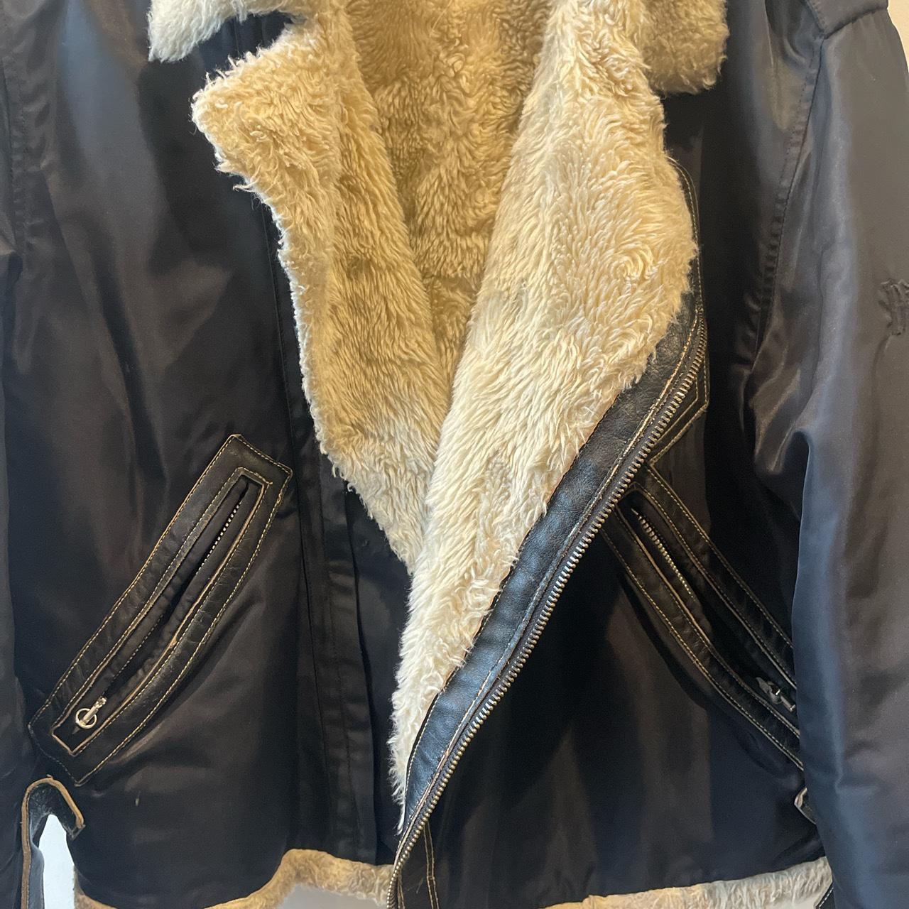 Vintage Diesel Shearling jacket oversized. Size... - Depop