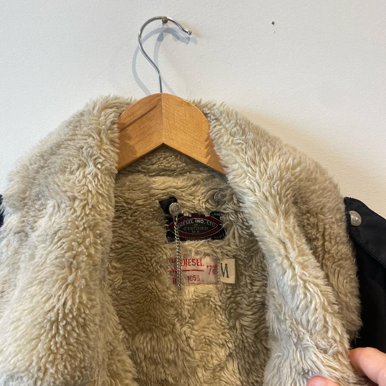 Vintage Diesel Shearling jacket oversized. Size... - Depop