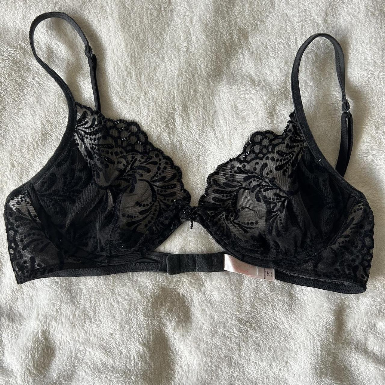 sexy black rhinestone bra victoria’s secret angels,... - Depop